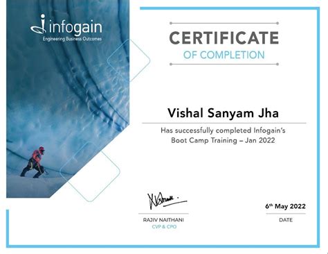 vishal sanyam jha on linkedin infogain bctjan22 training softwareengineer thankyou