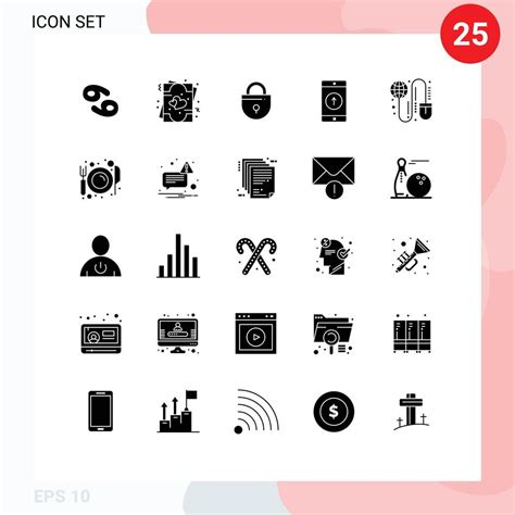25 User Interface Solid Glyph Pack Of Modern Signs And Symbols Of Global Smartphone Internet