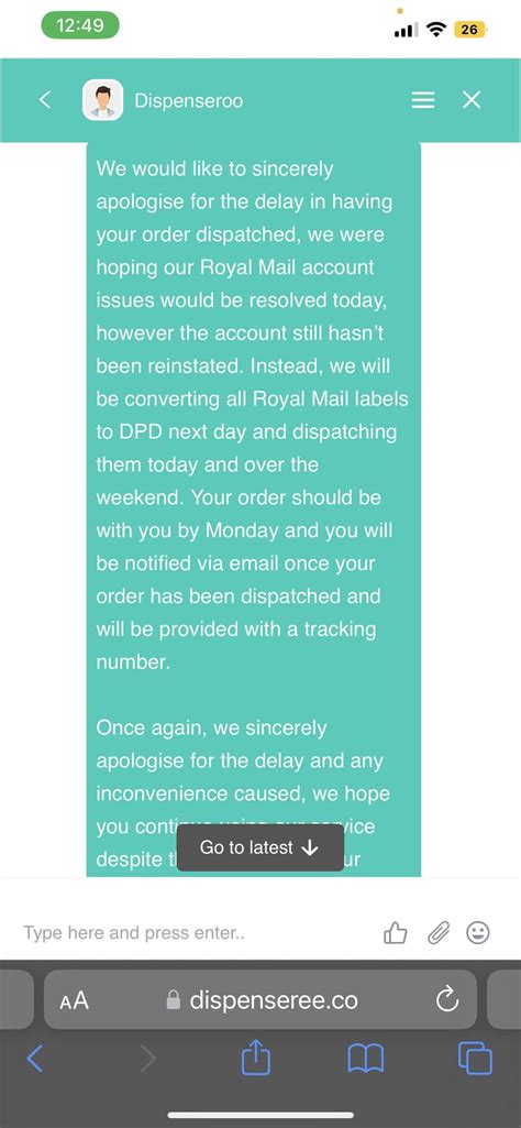 Update On All Orders Made Thru Royal Mail R Dispenseroo