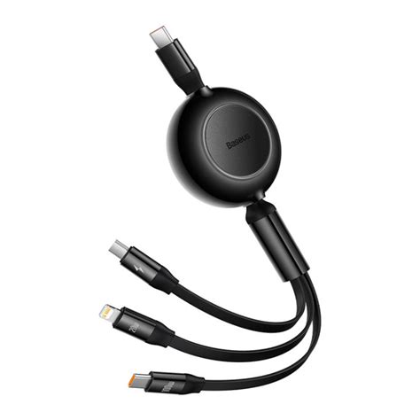 Baseus สายหด3 In 1สายชาร์จอย่างรวดเร็ว Usb C 100วัตต์ Type C Micro Usb