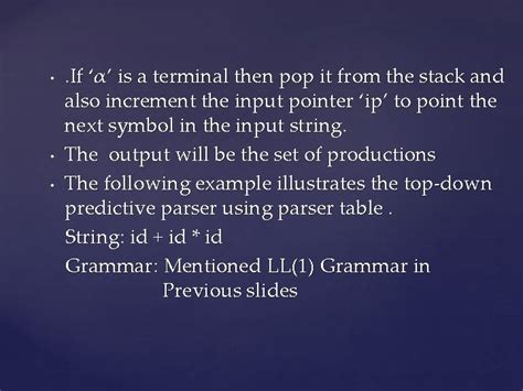 Predictive Parser Grammar And Algorithm LL1 Grammar Predictive
