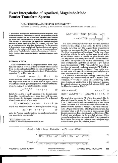 Pdf Exact Interpolation Of Apodized Magnitude Mode Fourier Transform