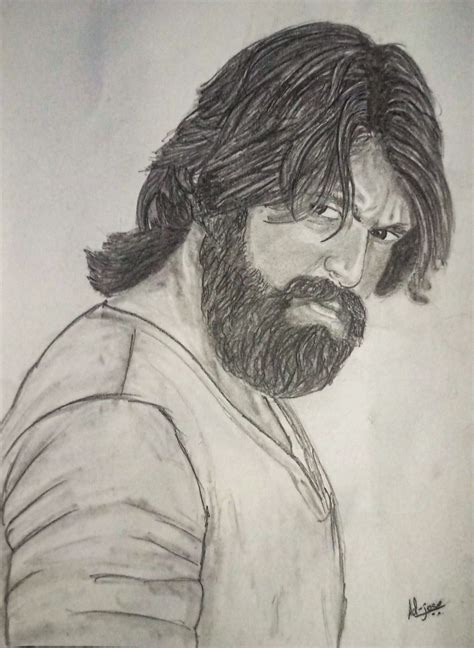 Kgf Yash Pencil Sketch Sketches Pencil Sketch Male Sketch