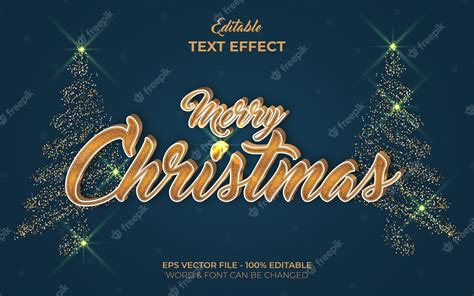 Premium Vector Merry Christmas Text Effect Style Editable Text