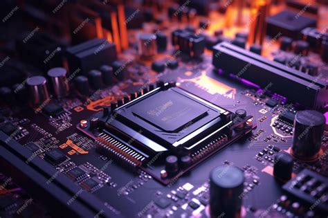 Premium Photo A Microchip On A Circuit Board Closeup Of A Microprocessor On A Computer