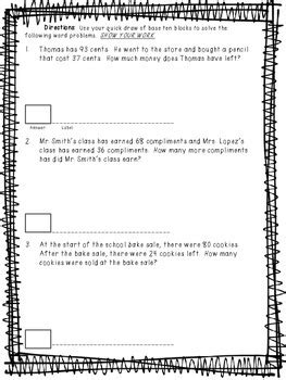 2 Digit Subtraction Drawing Base Ten Blocks Worksheets By Gretchen Tringali