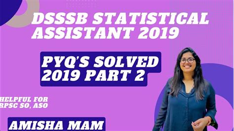 Dsssb Statistical Assistant Previous Year Question 2019 Paper Solved
