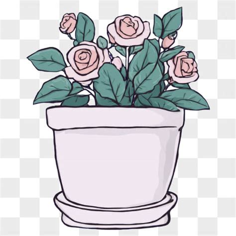 Descarga Rosas Rosadas en Maceta Cartoons En Línea Creative Fabrica