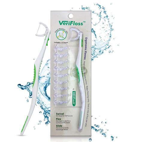 Verifloss Dental Flosser With Mmf7 10 Head Refill Teeth For Adults