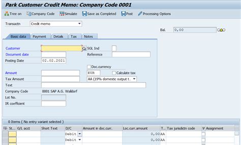 How To Park Customer Credit Memo In Sap Sap Tutorials