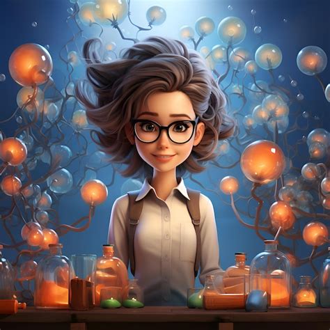 Premium Photo 3d Illustration Of A Beautiful Female Scientist In A