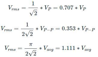 Average Rms And Peak Voltage