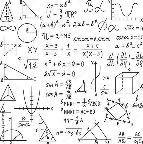 Doodle Math Formula Maths And Mathematics Scribble Homework Various Charts And Geometry Shapes