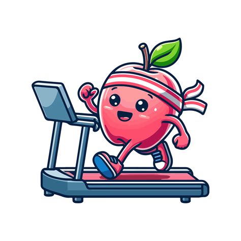 Cute Icon Character Apple Fruit Treadmill 42817563 PNG