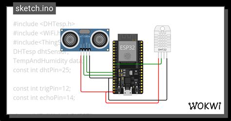 Dht22 And Ultrasonic Using Thingspeak Wokwi Esp32 Stm32 Arduino Simulator