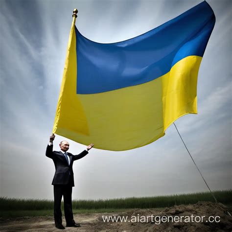 Vladimir Putin Holding Ukraine Flag Symbolic Gesture Of Unity Ai Art Generator