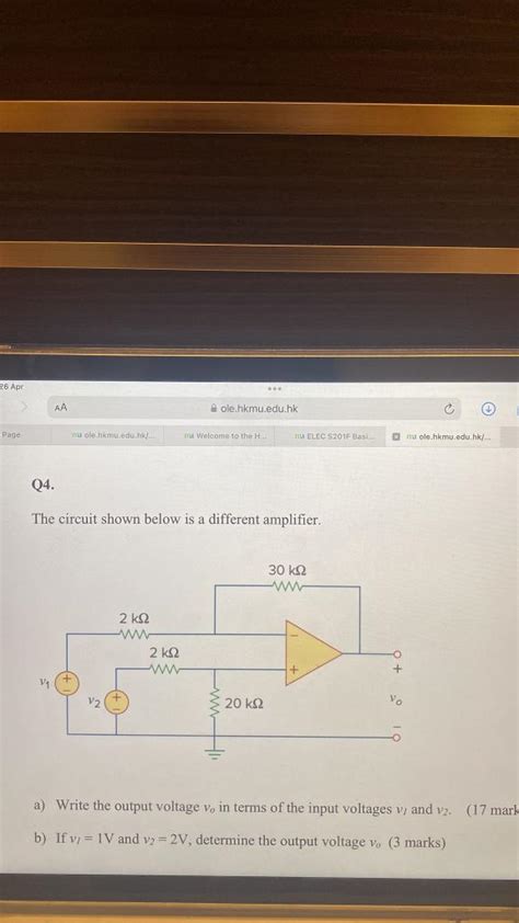 Solved The Circuit Shown Below Is A Different Amplifier A