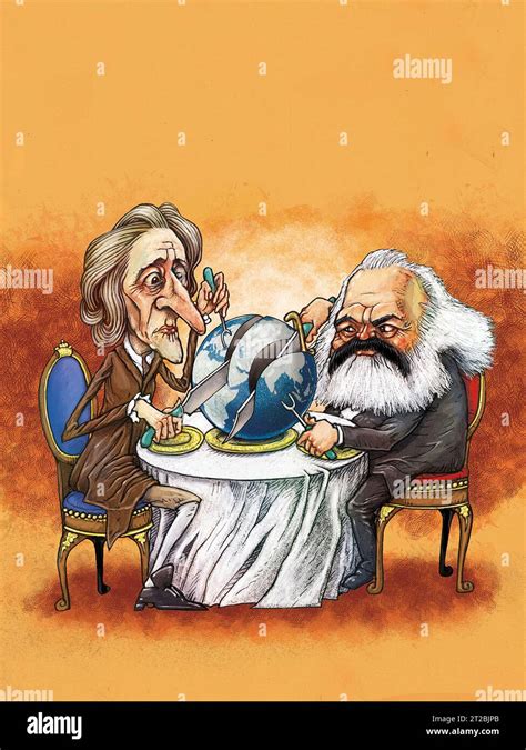 Caricature Art Father Of Marxism Karl Marx And John Locke Father Of