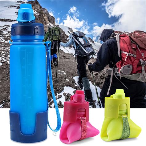 500ml Collapsible Silicone Water Bottle Silicone Folding Kettle Outdoor