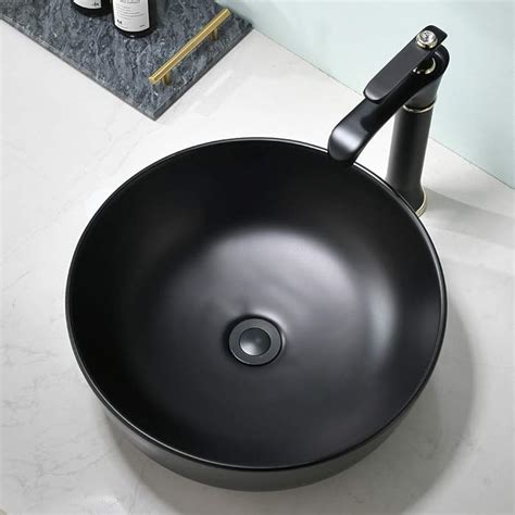Buy Black Bathroom Sink Round Somrxo 16x16 Ceramic Bathroom Vessel Vanity Sink Above Counter