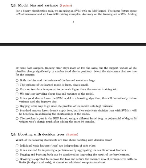 Solved Q3 Model Bias And Variance 8 Points For A Binary Chegg