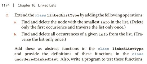 Solved 74 Chapter 16 Linked Lists 2 Extend The Class Chegg Com