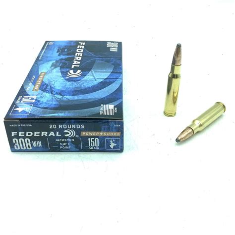 Federal Power Shok 308 Win 150 Grain Jsp Ammunition 20 Rounds Sfrc