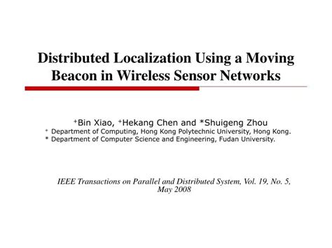 Ppt Distributed Localization Using A Moving Beacon In Wireless Sensor Networks Powerpoint