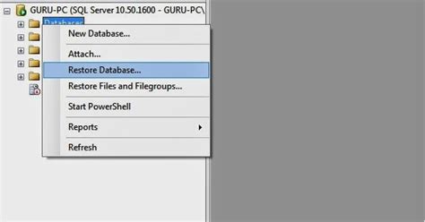 How To Restore Data Base In Sql Server