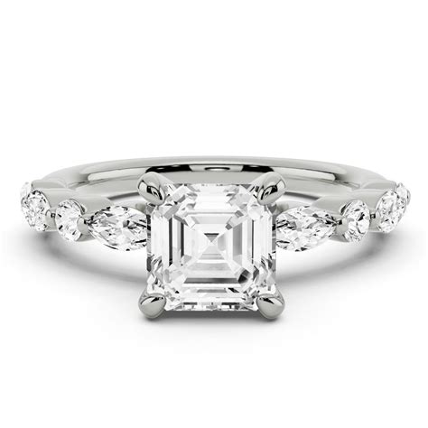 Ariana Jewel 1 9 Ct Asscher Cut Solitaire Engagement Ring 14K White