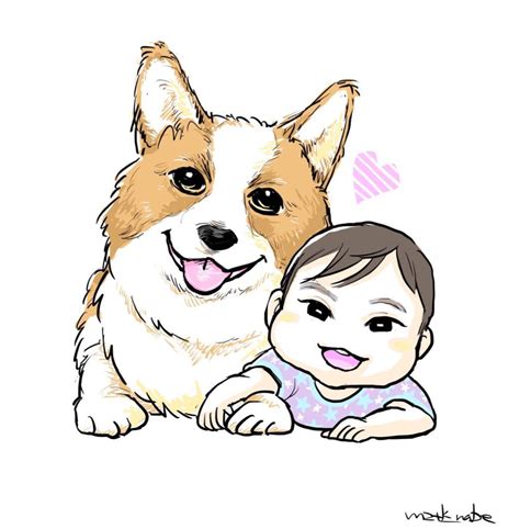 ワンちゃんと赤ちゃん イラスト制作依頼はタノムノ