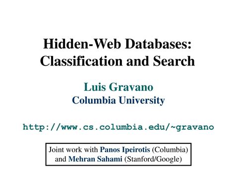 Ppt Hidden Web Databases Classification And Search Powerpoint