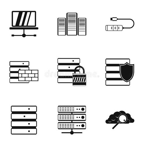 Computer Data Icons Set Outline Style Stock Vector Illustration Of Connection Collection