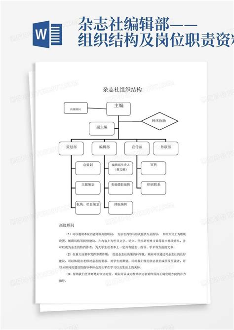 杂志社编辑部——组织结构及岗位职责 资料 Word模板下载编号lrgdzzex熊猫办公