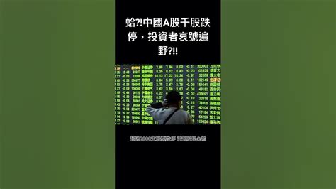 蛤中國a股千股跌停，投資者哀號遍野 真的假的 A股 中國 Youtube