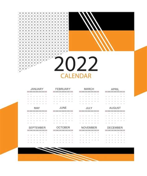 Design De Modelo De Calendário 2022 Vetor Premium