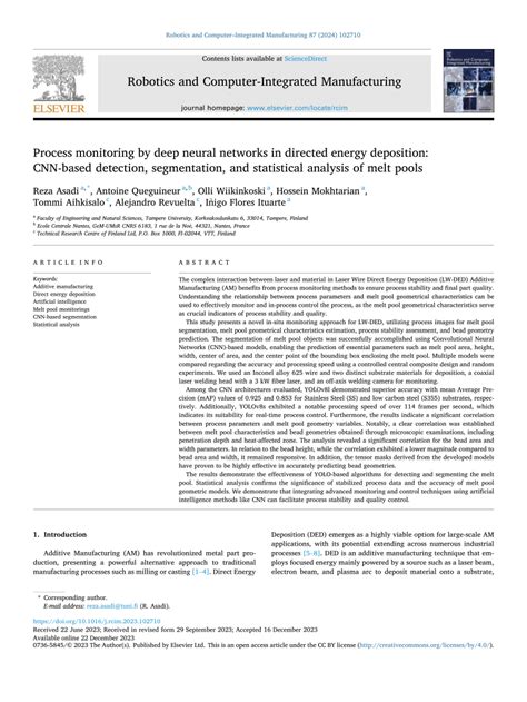 Pdf Process Monitoring By Deep Neural Networks In Directed Energy