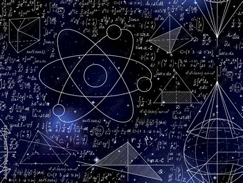 Scientific Vector Seamless Pattern With Handwritten Atom Formulas
