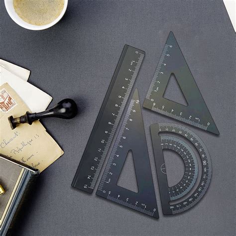 Triangular Ruler Settriangular Ruler Set4pc Triangular Scale Ruler Setmetal Protractor