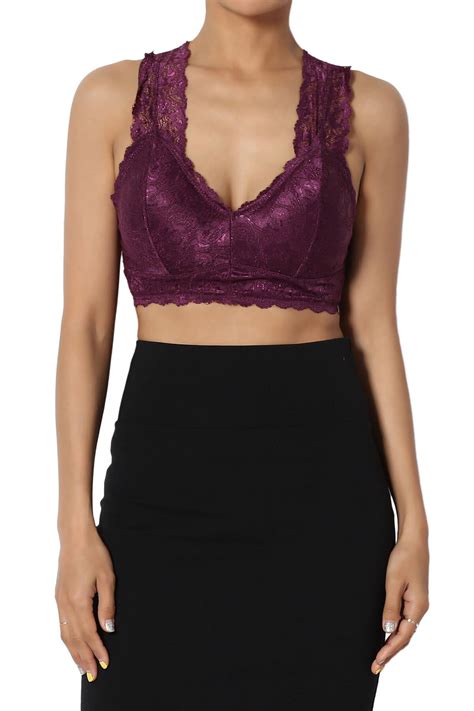 Themogan Womens Padded Lace Racerbacl Bralette Layering Bra Crop Tank