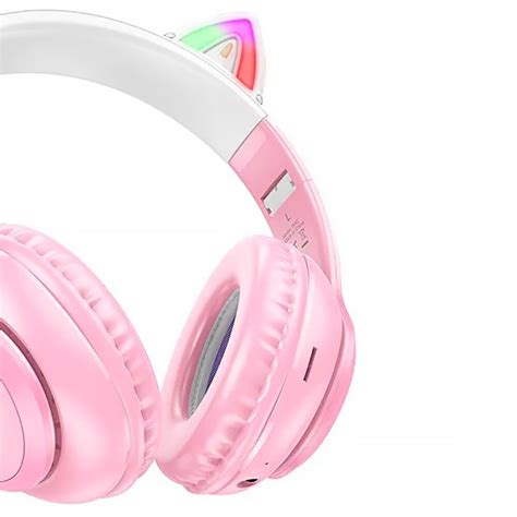 Безжични слушалки с котешки уши оптимална производителност вграден микрофон Bluetooth Tf