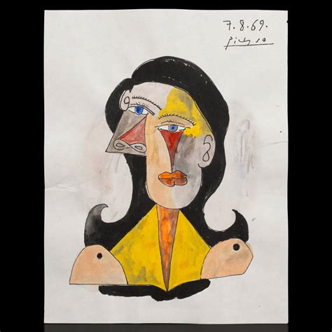 Unique Picasso Mixed Media Watercolor Auction