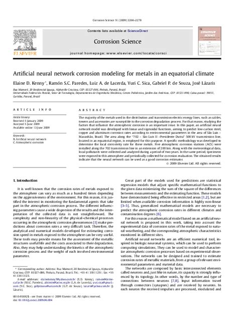 pdf artificial neural network corrosion modeling for metals in an