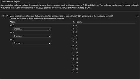 Solved Combustion Analysisatromentin Is A Molecule Isolated