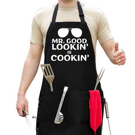 Funny Apron For Men Mr Good Lookin Is Cookin Apron Funny Etsy