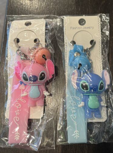 Stitch Disney Keychain 3d Lot Of 2👌👌pinkblue 4564917189