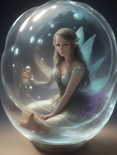 Premium Ai Image A Woman Sitting Inside Of A Glass Ball A Storybook