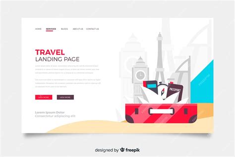 여행 방문 페이지 템플릿 무료 벡터