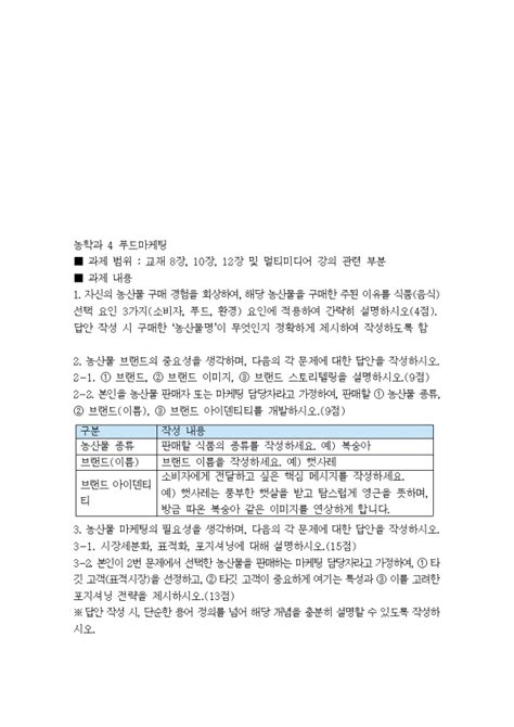 농학과 4 푸드마케팅 1 자신의 농산물 구매 경험을 회상하여 해당 농산물을 구매한 주된 이유를 식품음식 선택 요인 3가지