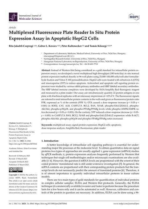 Pdf Multiplexed Fluorescence Plate Reader In Situ Protein Expression